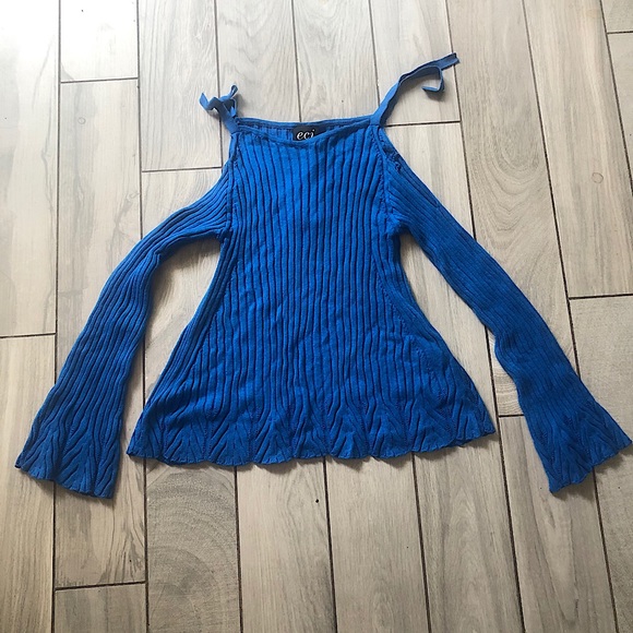 ECI | Sweaters | Nwt Eci New York Blue Cold Shoulder Sweater Large ...